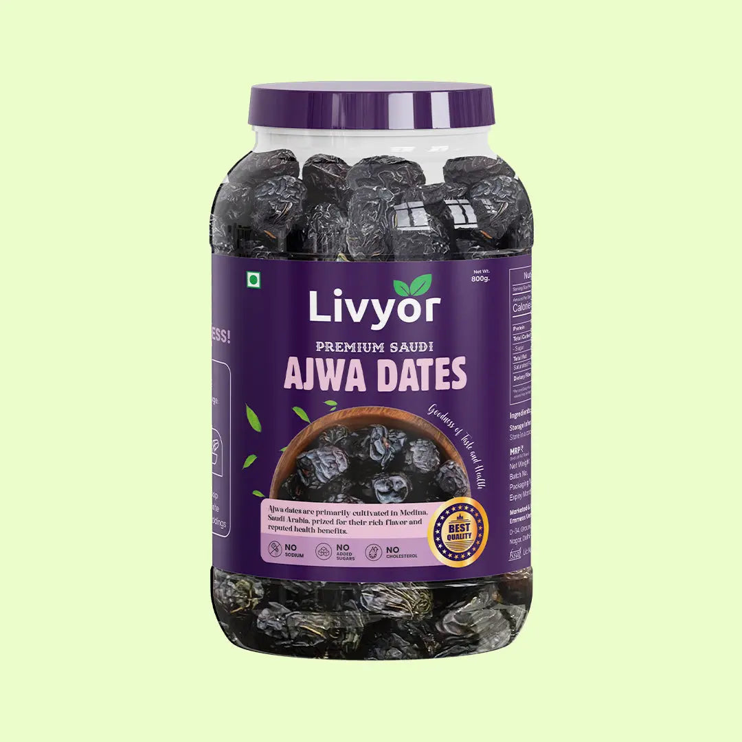 Ajwa Dates Premium Khajoor - Dry Fruits for eating - 800g - Livyor